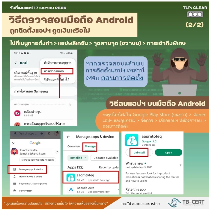 TB-CERT ออกโรงเตือน 2 แอปฯ อันตราย ดูดเงินและสอดแนม บน Google Play Store